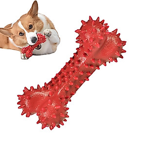KSIEE Bone Dog Toy, Puppy Chew Toys Rubber, Teething Pet Toys, Natural Puppy Toys for Dog, Puppy, Playtime, Promotes Dental and Gum Health for Your Pet (Red)