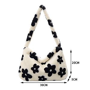 Fluffy Tote Bag Y2K Shoulder Bag Cute Y2K Furry Purse Plush Bag Aesthetic Plush Underarm Bag for Women