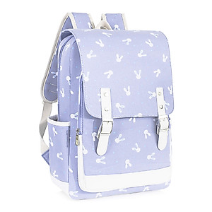 Leaper Bunny Backpack Laptop Backpack Rabbit Bag School Bag Satchel Purple L