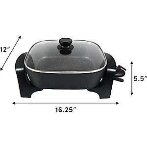Nonstick Extra Deep Electric Skillet - with Glass Vented Lid, Serves 4 to 6 People (7.5Qt.)
