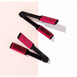 Diane Ceramic Straightening Brush with Nylon Bristles for Smoothing and Styling Thick Coarse Hair, Double-Sided Hair Straightener Brush