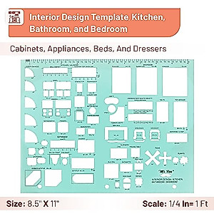 Mr. Pen- House Plan, 3 Pack, Green, Interior Design and Furniture Templates, Drafting Tools and Ruler Shapes for Architecture, Drafting Tools, Architecture Supplies, Drafting Templates
