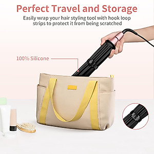 Large Silicone Heat Resistant Mat, Hot Tools Straightener Mat, Professional Heat Mat for Curling Iron, Flat Iron and Hair Styling Tools, Silicone Mat for Hair Tools, with Sticky Fastener (Black)