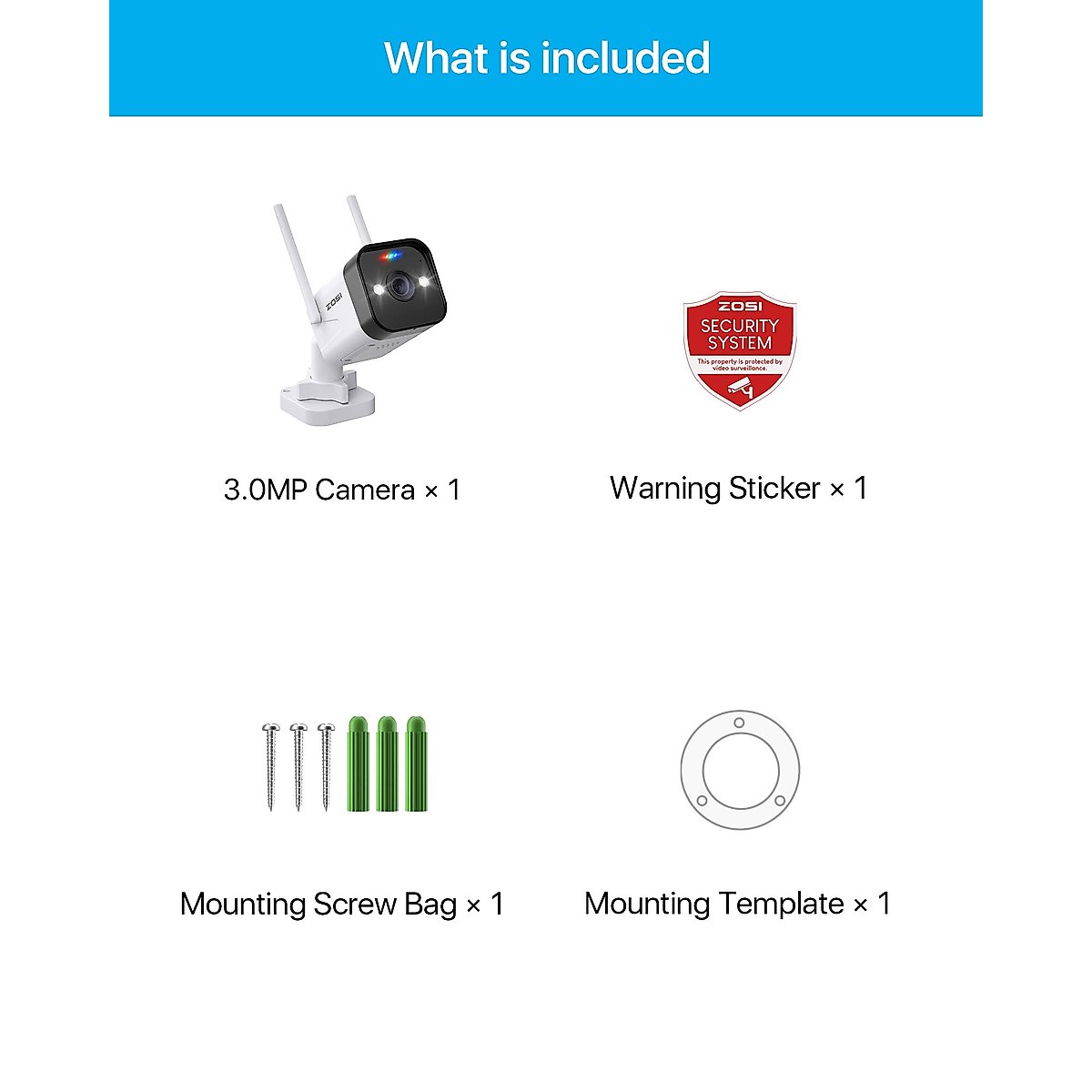 ZOSI ZG1883M Add-on 3MP Spotlight Wireless Security Camera,Outdoor Indoor WiFi IP Network Camera,2 Way Audio,Night Vision,Only Compatible with ZOSI NVR Network Video Recorder System(Model:ZR08PU)