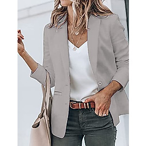 Micticsi Blazers for Women Fashion Casual Blazer Long Sleeve Open Front Office Work Suit Jackets (Grey, Large)
