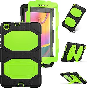 HXCASEAC SM-T290/SM-T295/SM-T297 Galaxy Tab A Case 2019 (8.0 inch) with Kickstand, Full Body Duty Case Shockproof Protective Cover, Built-in Screen Protector for Galaxy Tab A 2019 8.0,Yellow Green