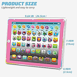 Wenbeier Kids Tablet Learning Pad Toddler Tablet with ABC Word Song Music Number Electronic Interactive Toy for Educational Preschool Boys & Girls 3-8 Years Old