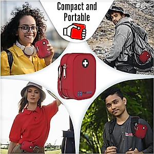 PracMedic Bags Auvi Q Carrying Case- Medicine Pouch - First Aid Pouch for Asthma Inhaler Case, Pump, Kids, Purse Essentials, Seizure Meds, Nasal Spray, Syringe, Travel Medicine, Hiking (Q-Pouch Red)