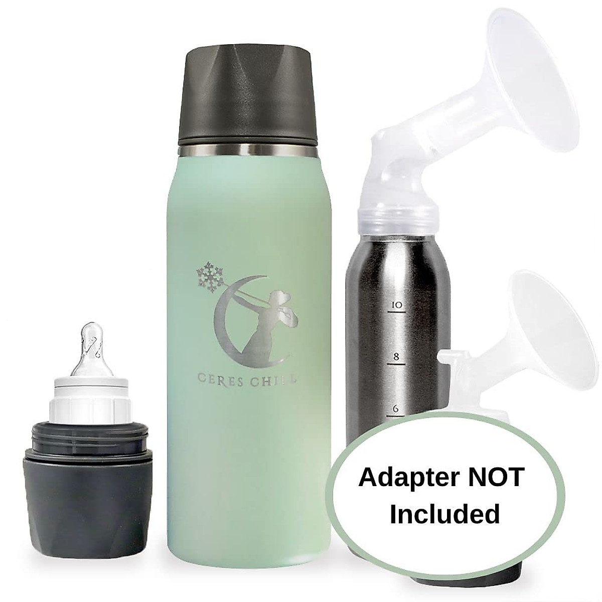 Breastmilk Chiller Reusable Storage Container by CERES CHILL | Keeps Milk Safe for up to 20 Hours | Connects w/Major Pumps (1 Chiller, Zen Green)