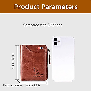 Leather Wallet for Men with Zipper, RFID Blocking Bifold Wallets with Card Holder & Money Clip Cartera Para Hombre(Brown)