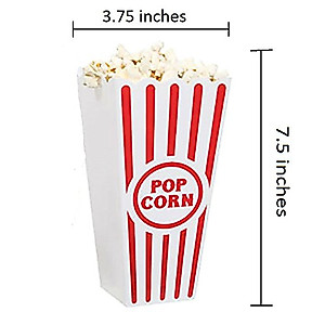 Retro Popcorn Set Bowl Plastic Classic Tub Red & White Striped Container Container Movie Theater Bucket Reusable Set Of 5