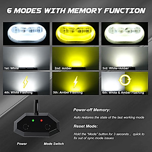 SLARY 2PCS 4 Inch LED Work Lights Flood Single Row White/Amber Flasing Strobe Pods Off Road Driving Fog Lights with Switch Wiring Harness for Truck, 4x4, SUV, ATV