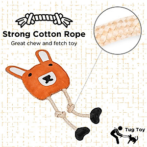 Frezco Llama Dog Rope Toy | Handmade with Natural Suede Leather and Tough Cotton Rope | Ideal for Teething, Puppy, Small and Medium Dogs | 100% Stuffed with Coconut Fibers