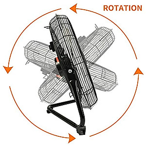 Aain® A010 20'' High Velocity Floor Fan, 3 Speed Settings, 6000 CFM black Industrial Metal Fan for Industrial, Professional Shop Garage
