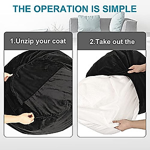 MFTEK Bean Bag Chair Cover(No Filling), Large Washable Soft Velvet Bean Bag, Stuffed Animal Storage or Memory Foam for Kid Adults, 35’’×35’’×43’’ (Black)