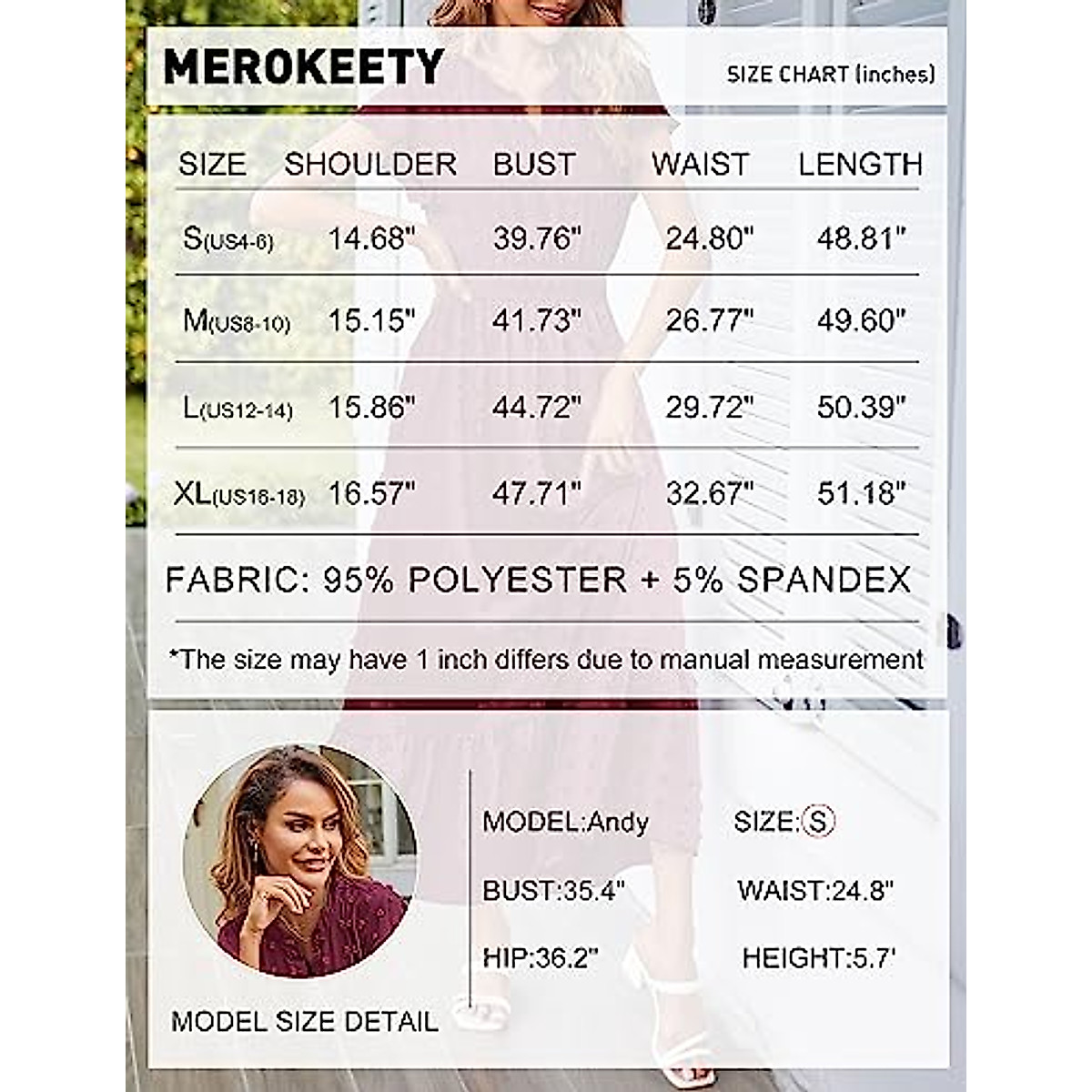 MEROKEETY Summer Short Sleeve Vneck Wedding Dress Swiss Dot Flowy A Line Tiered Maxi Dresses Burgundy Medium