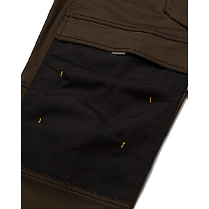 Caterpillar Men's H2O Defender Water Resistant Work Pants with Reinforced Knees, Bellowed Cargo Pocket and Tool Bags, Dark Earth/Black, 34/30