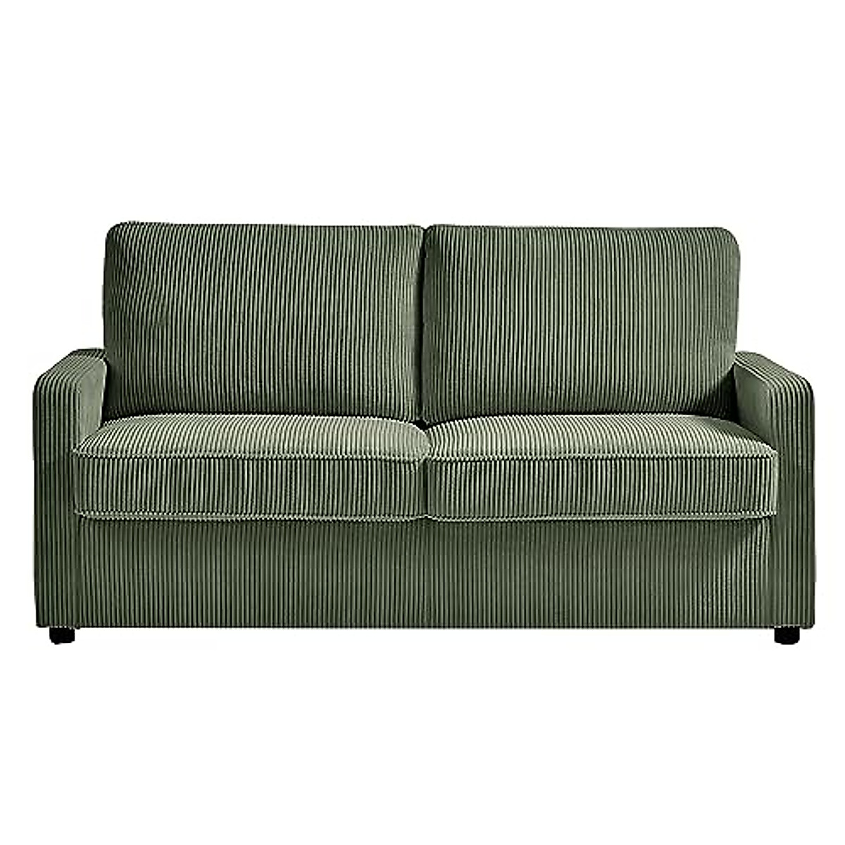 Container Furniture Direct Reversible Sleeper Sofa with Memory Foam Mattress, Comfortable and Durable Queen Size Bed Couch for Living Rooms, Upholstered with Corduroy Fabric, 70" Wide, Dark Green