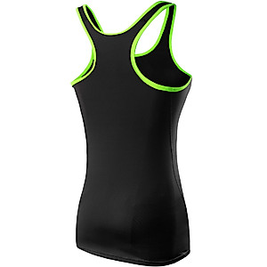 NELEUS Women's 3 Pack Compression Athletic Tank Top for Yoga Running,Blue,Green,Rose,EU 2XL,US XL