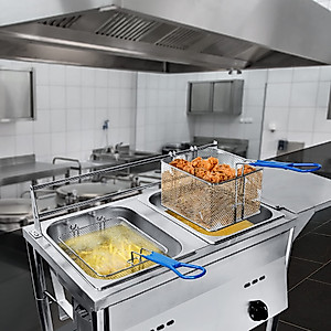 KEEKR Two Tank Outdoor Deep Fryer with Thermometer | Propane Deep Fryer with 2 Stainless Steel Basket & Lid Covers | Large Oil Tank Capacity with Regulating Knobs