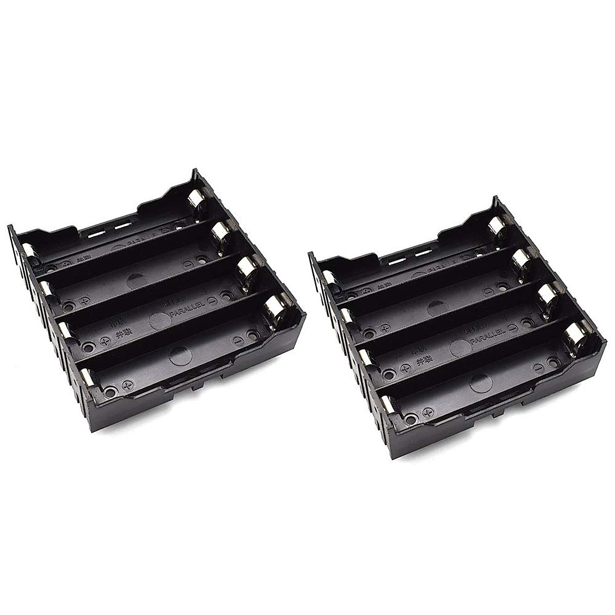 SDTC Tech 8-Pack 3.7V 18650 Battery Holder with Soldering Pins 1/2/3/4 Slot Black Plastic Battery Case Kit for DIY Parallel or Series Circuit PCB Projects(2 Per Size)