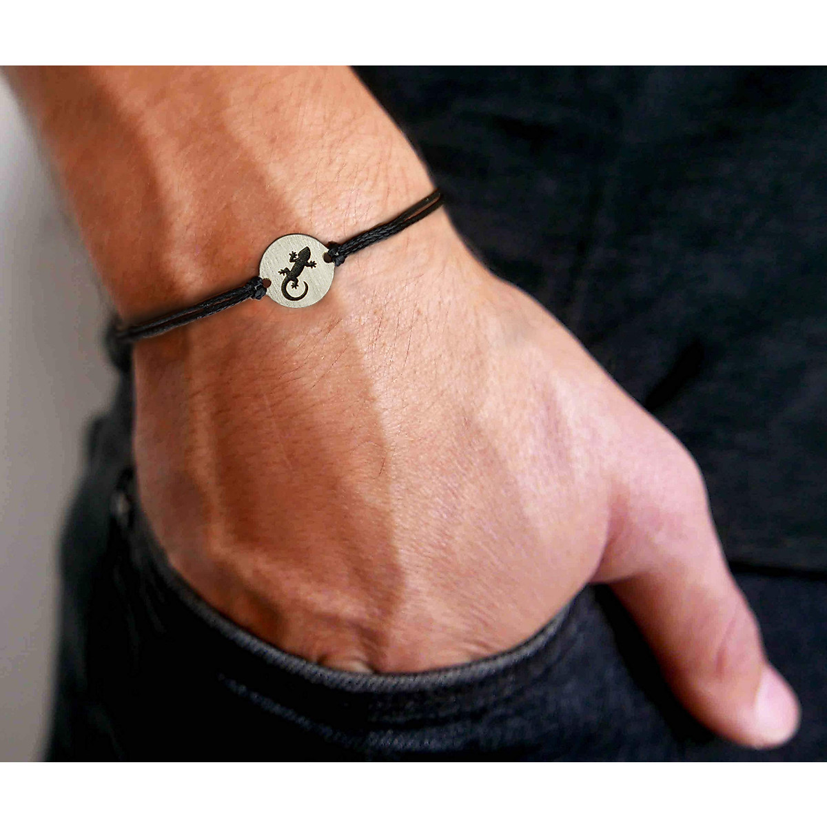 Lizard Charm Bracelet - Adjustable Black Cord - Nature's Symbol of Freedom - Unisex Jewelry - Durable, Waterproof & Hypoallergenic - Embrace the Wild Spirit