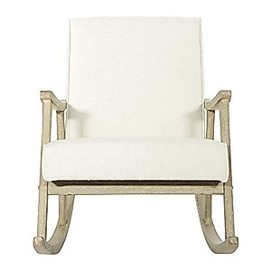 OSP Home Furnishings Gainsborough Rocker with Padded Seat and Solid Wood Frame, Linen Fabric with Brushed Finish