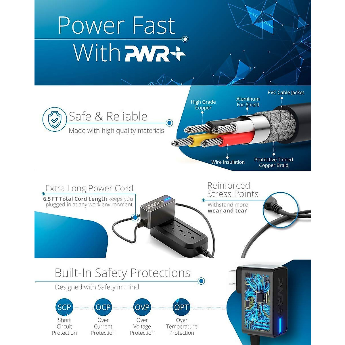PWR+ Power Adapter Replacement Charger for MANSCAPED Lawn Mower 3.0 2.0 Electric Groin Hair Trimmer Manscape, The Weed Whacker Nose and Ear Hair Trimmer Charging Supply Cord