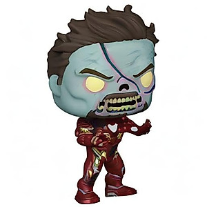 Funko POP Marvel: What If? - Zombie Iron Man, Amazon Exclusive Glow in The Dark, Multicolor, (58178)