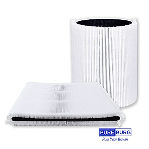 PUREBURG Replacement Filter Compatible with BLUEAIR Blue Pure 311 Auto Air Purifier,2-Pack H13 HEPA Activated Carbon 2-in-1 Air Clean Dust VOCs Odor