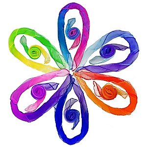 Lolakee Dance Scarves for Kids Play Gradient Color Juggling Scarves for Babies Toddlers Children Movement Square Silk Magic Tricks Scarves Music Dancing Scarf Rhythm Band Scarves (12 Pcs, 24" x 24")