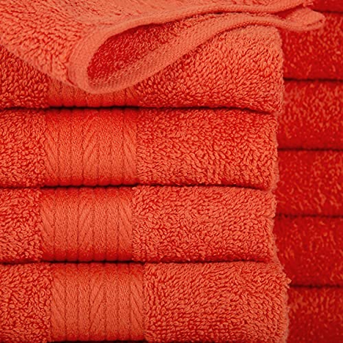 Ample Decor Wash Cloths Pack of 20, Oeko Tex Certified 600 GSM 100% Cotton Soft Absorbent, Premium Quality Durable Machine Washable, Ideal for Bathroom, Pool, Hotel, Spa – Orange