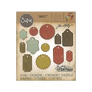 Sizzix Thinlits Dies by Tim Holtz 12/Pkg-Gift Tags, Multicolor