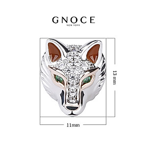 GNOCE Ancient Wolf Charms for Bracelet 925 Sterling Silver Bead Animal Wolf head Charms For Women Mother's Day Men