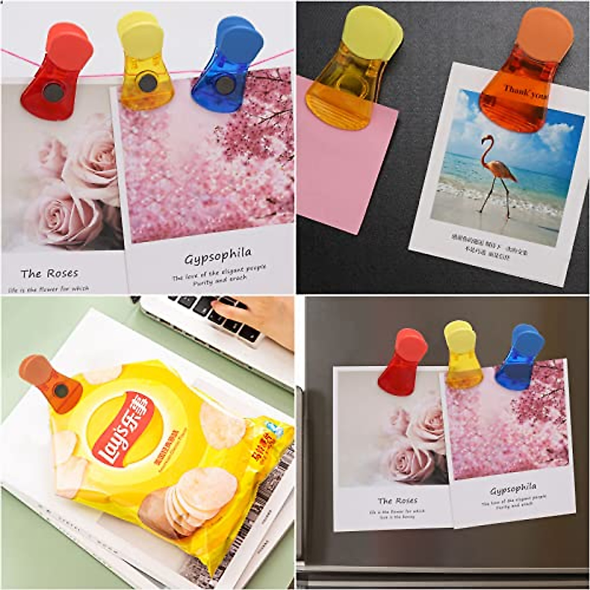 24 Pack Magnetic Chip Clips, Clips for Food Packages with Magnet, Sealing Food Clips, Multipurpose Snack Bag Clips for Food Storage (Multicolored)