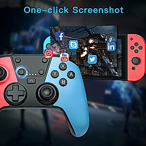 Wireless Controller for Switch/Switch OLED, Rahaat Switch Pro Controller Remote Gamepad Joystick for Switch Console with Turbo Function, Double Vibration and Gyro Axis