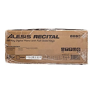 Alesis Recital – 88 Key Digital Piano Keyboard with Semi Weighted Keys, 2x20W Speakers, 5 Voices, Split, Layer and Lesson Mode, FX and Piano Lessons