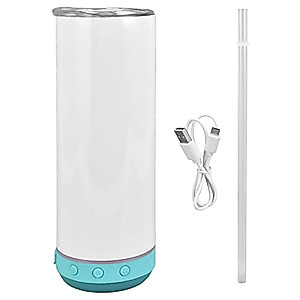 Bluetooth Speaker Cup, 20oz Bluetooth Music Cup Portable Detachable Stainless Steel Sublimation Music Insulated Bottle Insulated Mug Vacuum Water Bottle (Blue Bottom)(Blue background)