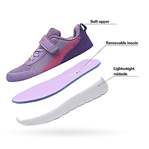 DREAM PAIRS Boys Girls Shoes Kids Tennis EZ-Ons MagicZips Athletic Running Walking Sneakers,Size 2 Little Kid,Purple/Fuchsia,Zoom-K