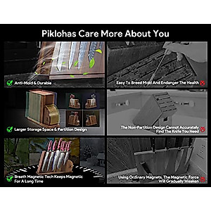 Piklohas Knife Sets For Kitchen With Block, 14 Pieces Kitchen Knife Set With Magnetic Knife Holder, German High Carbon Stainless Steel Damascus Pattern Chef Knife Set With Sharpener, Steak Knives, Red