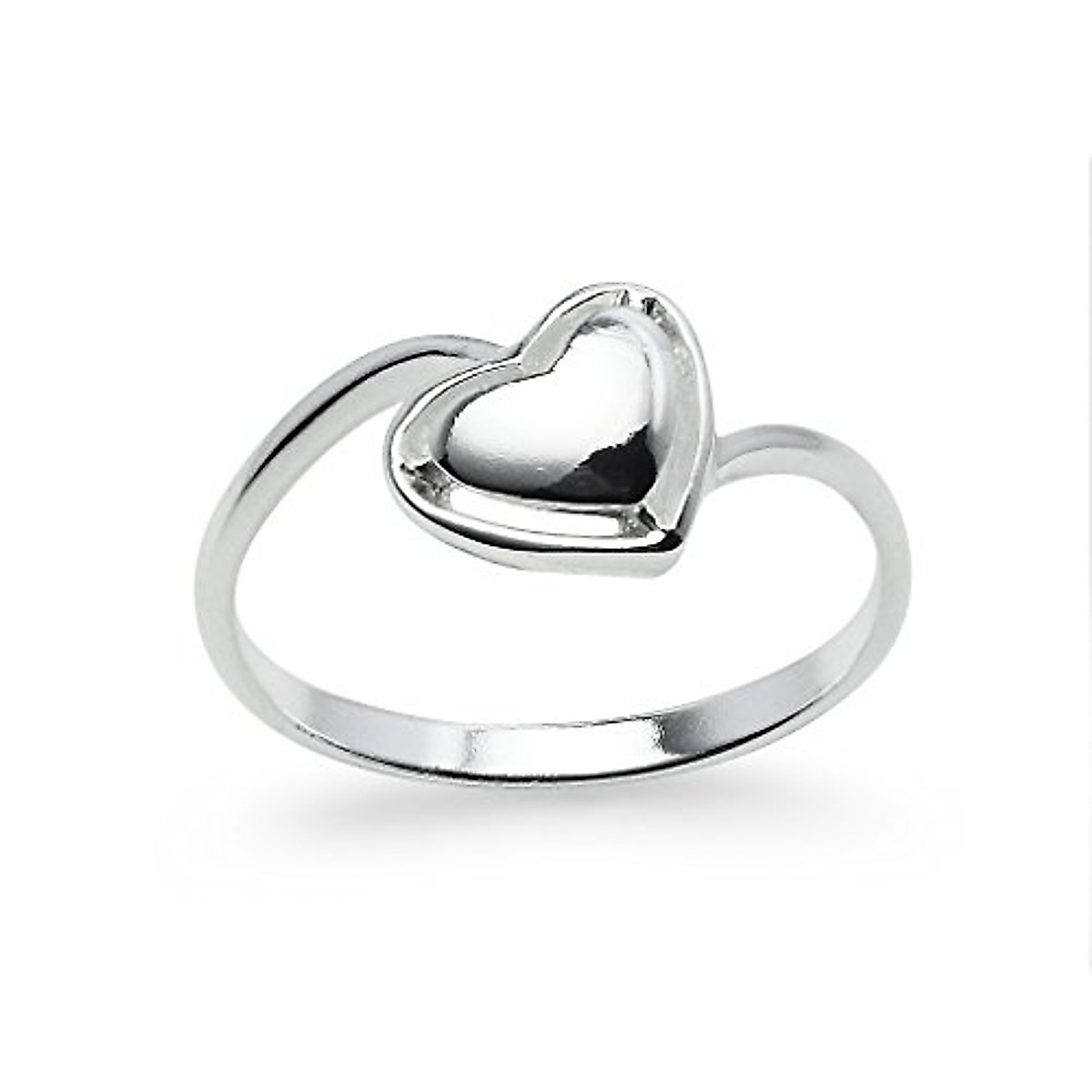 Sterling Silver Curved Heart Promise Band Ring Women Teens Size 6