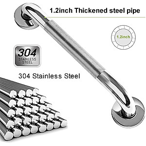 CHLDDHC Bath Grip Bar with Non-Slip Grip, Heavy Duty Stainless Steel Shower Safety Handle for WC, Bathroom, Kitchen, Stairway, Comes with Fixing Screws