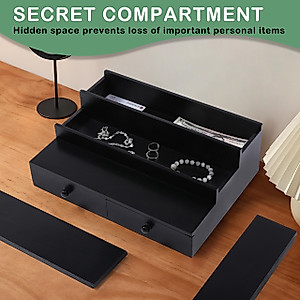 Boulphia Cologne Organizer for Men, 3-Tier Cologne Stand with Drawer and Hidden Compartment, Wooden Cologne Shelf for Perfume Display Holder, Great Gift for Men, Black