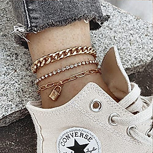 CONGYING 46 Pcs Gold Jewelry Set with 11Pcs Necklace, 11 Pcs anklet and 18 Pcs Earring Ear Cuff,6Hoop Earrings for Women Fashion Indie Costume Jewerly Pack for Friendship Party Gift