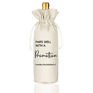 New job wine Bag, Promotion Gift, New Job Gift for her, Gift for him, Retirement Gift, Congratulations New Job Wine Bag - Burlap Drawstring Wine Bag