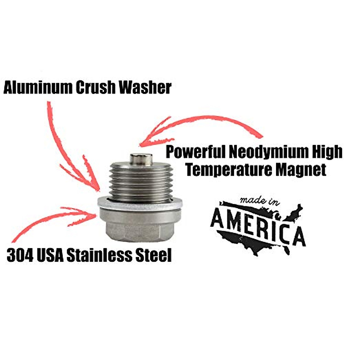 Votex - Made in USA - M18 x 1.5MM Magnetic Engine Magnetic Oil Drain Plug fits BMW, Land Rover, Porsche, Volvo - Stainless Steel - Part Number DP007