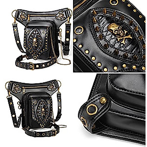 Steampunk Waist Thigh Bag Gothic Victorian Cosplay Backpack Retro Handheld Crossbody Shoulder Bag Vintage Handbags Black