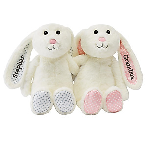Let's Make Memories Personalized Hugging Plush Bunnies - for Birthday - Easter Bunny - Bunny Stuffed Animal for Kids - for Boy - for Girl