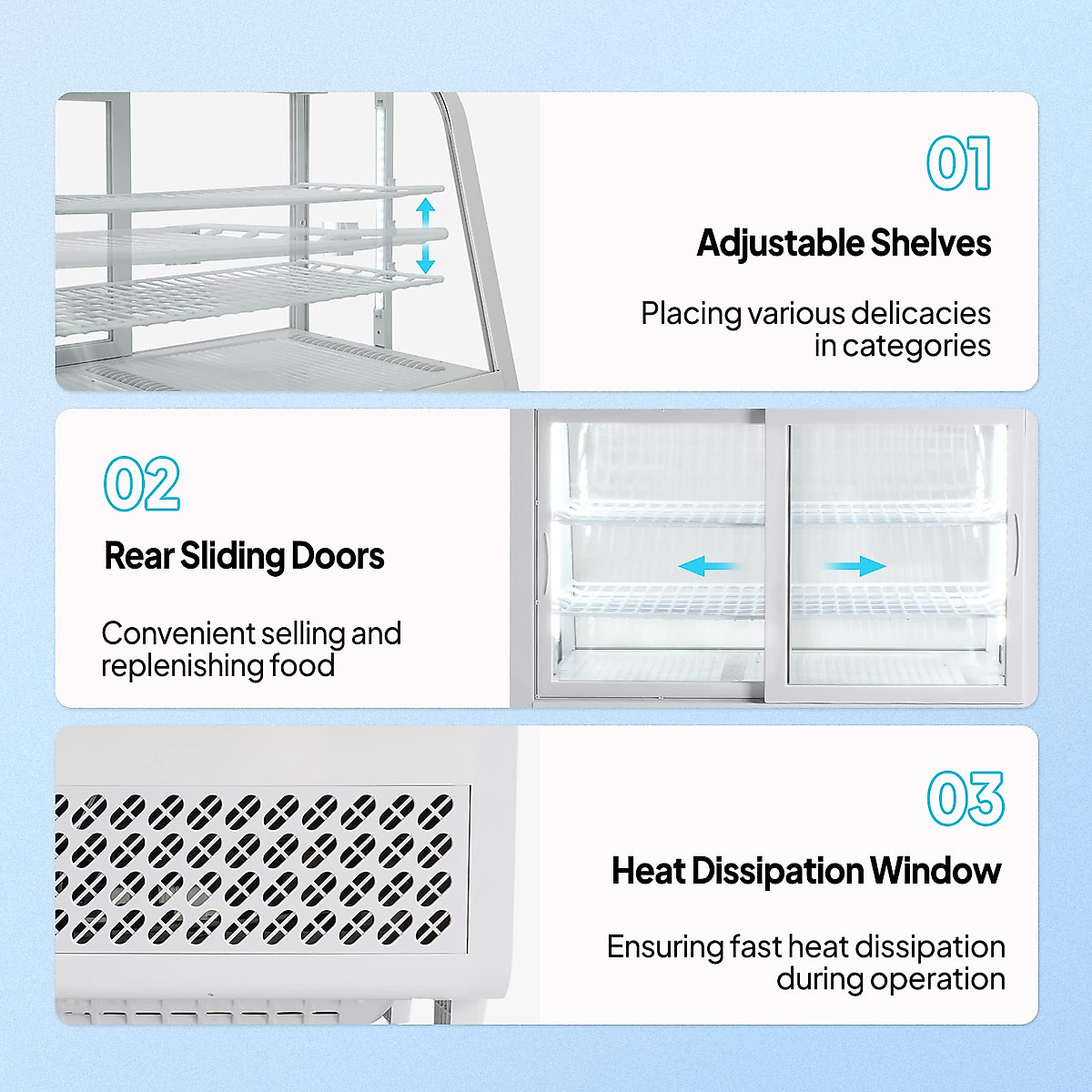 ROVSUN Refrigerated Display Case 3.5 Cu.Ft, Display Refrigerator Commercial Countertop Refrigerator w/LED Lighting Auto Defrosting Air-cooling Rear Door for Cafe Restaurant NSF ETL Certified, White