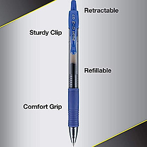 Pilot G2 Premium Gel Ink Pens, Fine Point, Black and Blue Inks, 8 Count (16408)